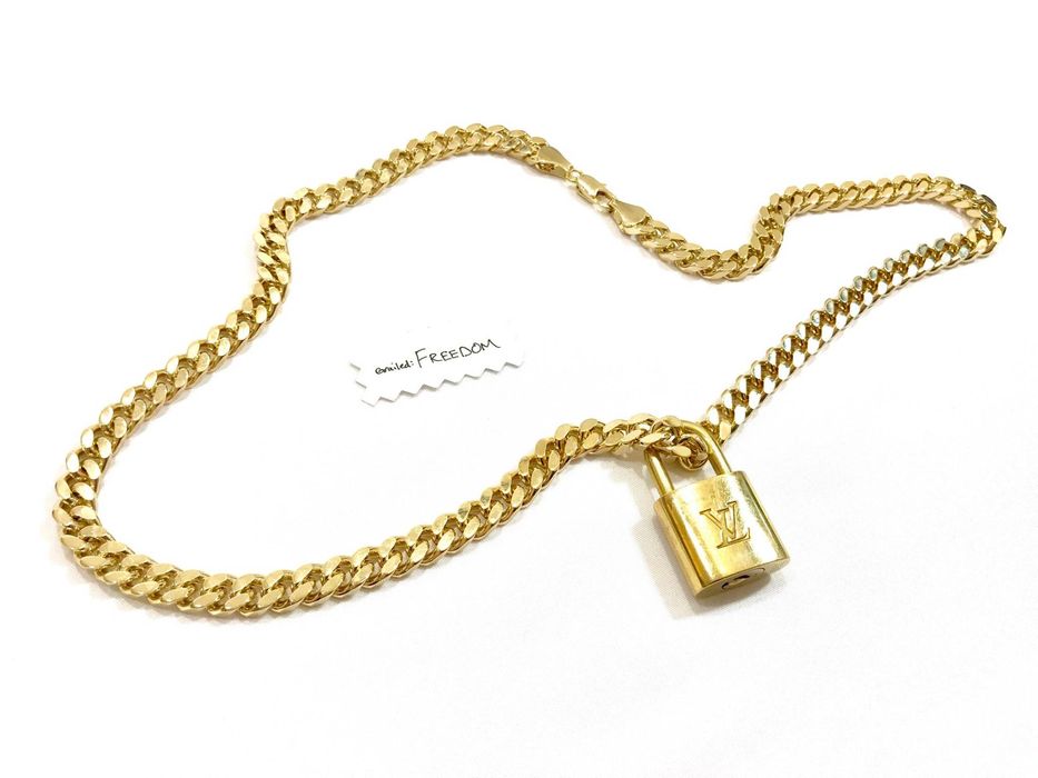 Louis Vuitton Cuban Link Lock & Key 14K Gold Chain | Grailed