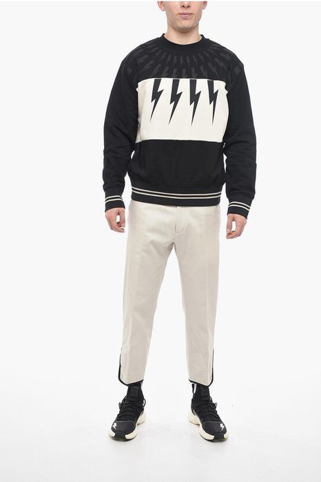 Neil Barrett Crewneck MIXED FAIR-ISLE THUNDERBOLT Brushed Cotton ...