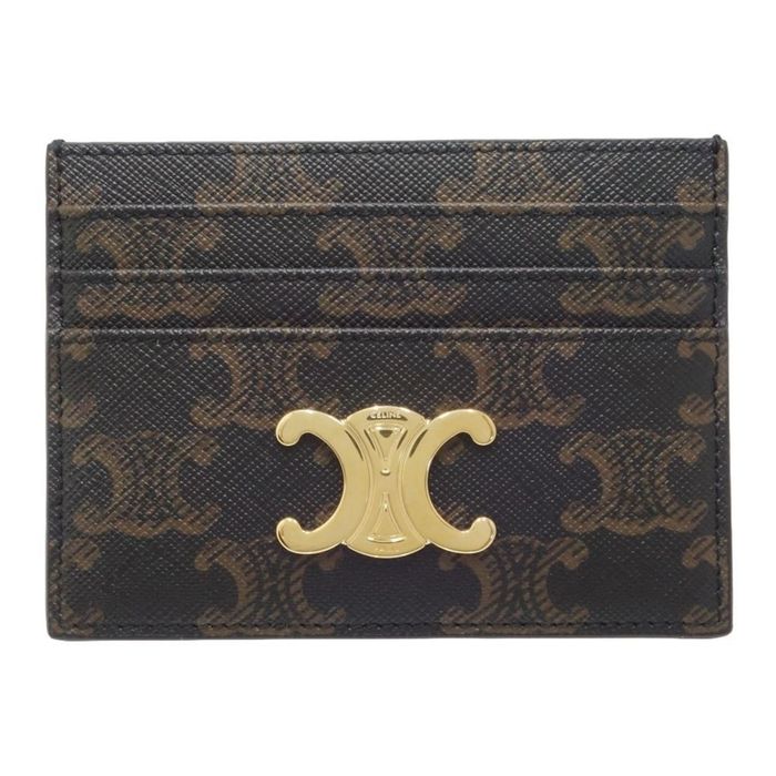 Celine CELINE Triomphe Card Holder Case Calf Tan 180249 | Grailed
