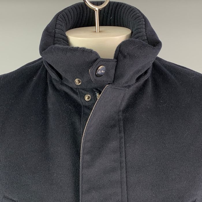 Loro Piana Navy Cashmere Zip & Snaps Jacket | Grailed