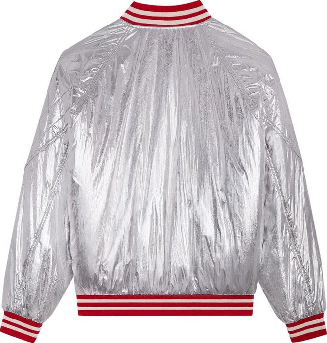 Celine Teddy Bomber Jacket with Quilted Yoke Silver | Grailed