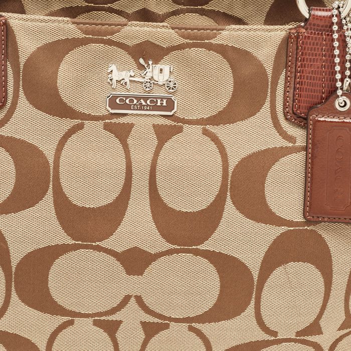 Coach COACH Brown/Beige Signature Canvas and Leather Chain Tote | Grailed