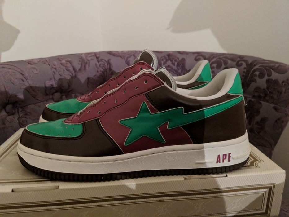 Bape Green/Brown Bapestas | Grailed
