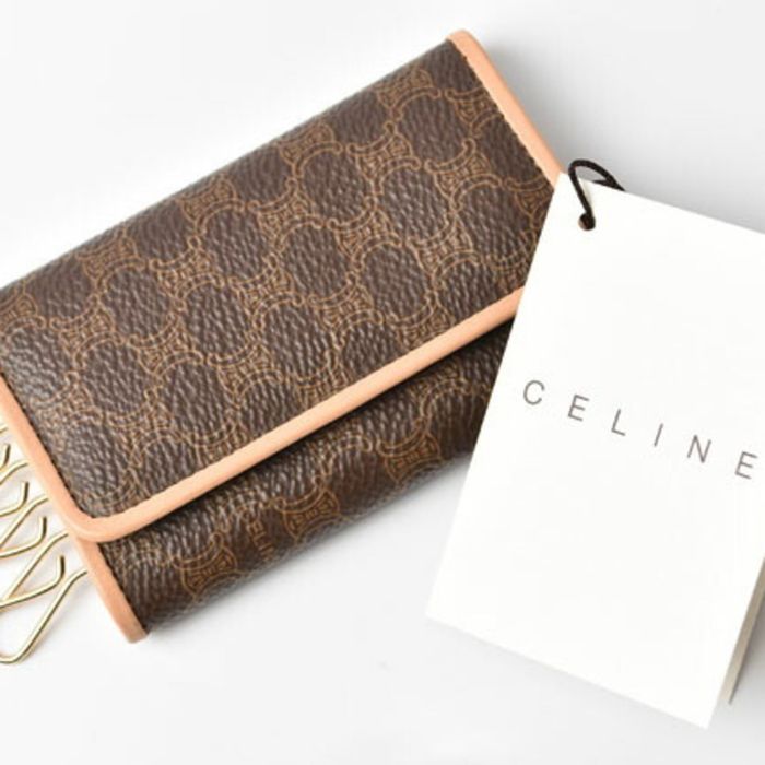 Celine Celine key case ring CELINE TRIOMPHE coated canvas leather brown ...