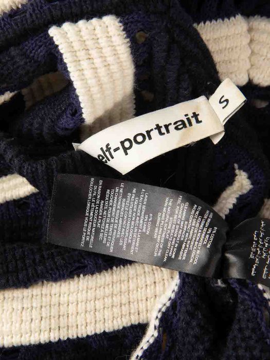 Self-Portrait Stripe Knit Cropped Sweater | Grailed