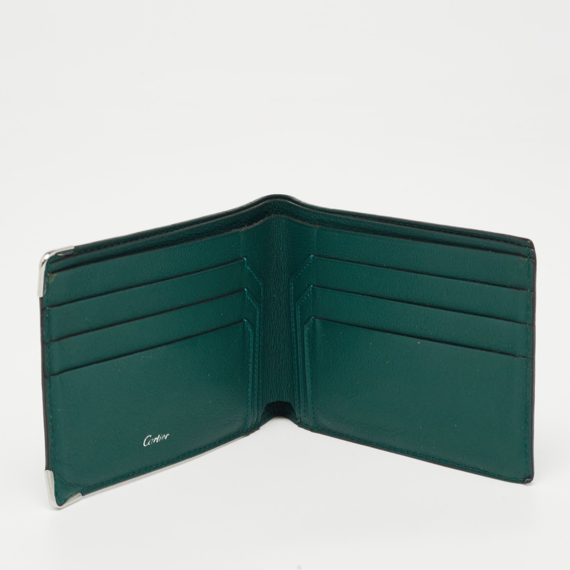 Cartier CARTIER Green Leather Must De 6CC Bifold Wallet | Grailed