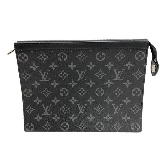 Louis Vuitton LOUIS VUITTON M61692 Pochette Voyage MM Monogram Eclipse Clutch Bag Black Men's ...