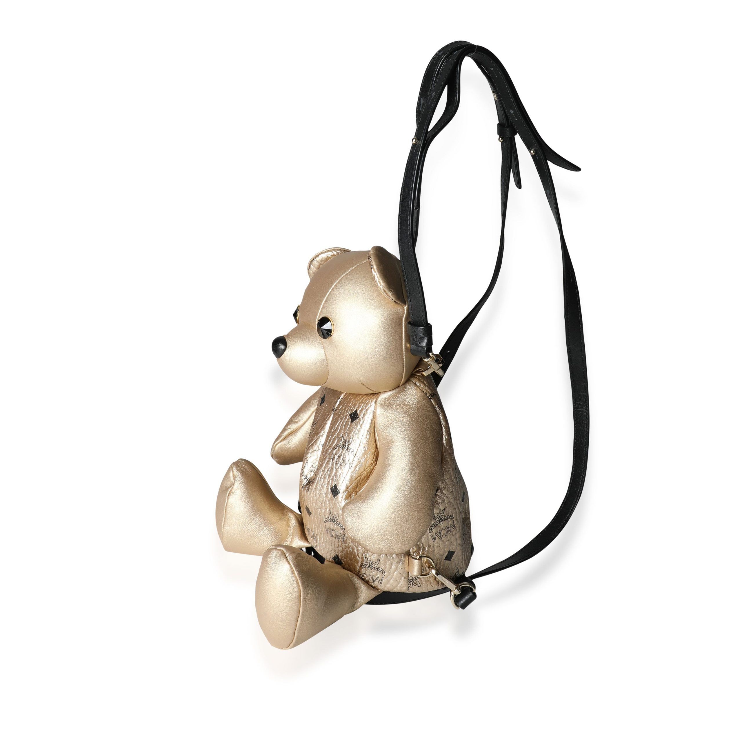 MCM MCM Gold Visetos Calfskin Leather Zoo Bear Doll Backpack | Grailed