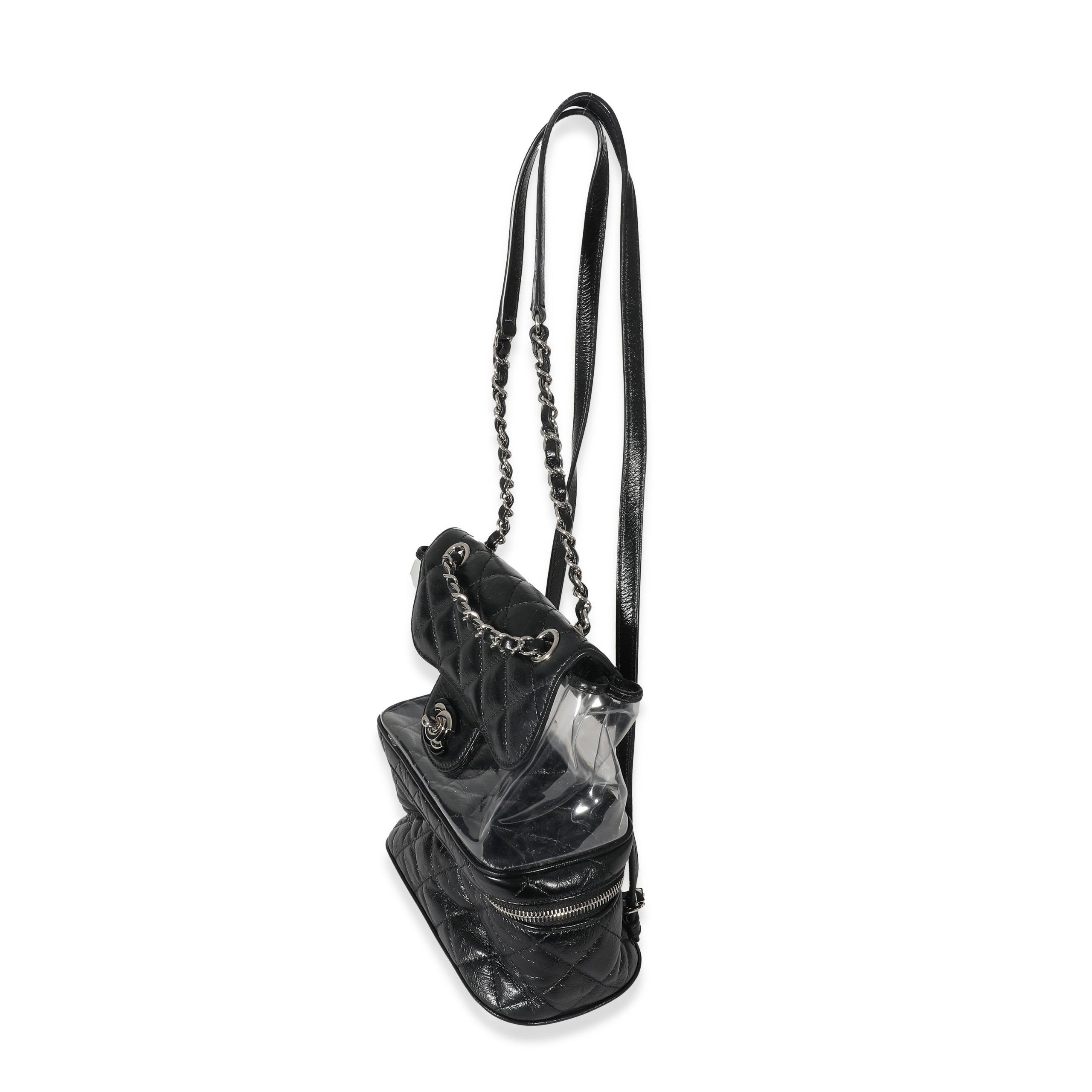 Chanel Chanel Black Crumpled Calfskin PVC Small Aquarium Backpack | Grailed