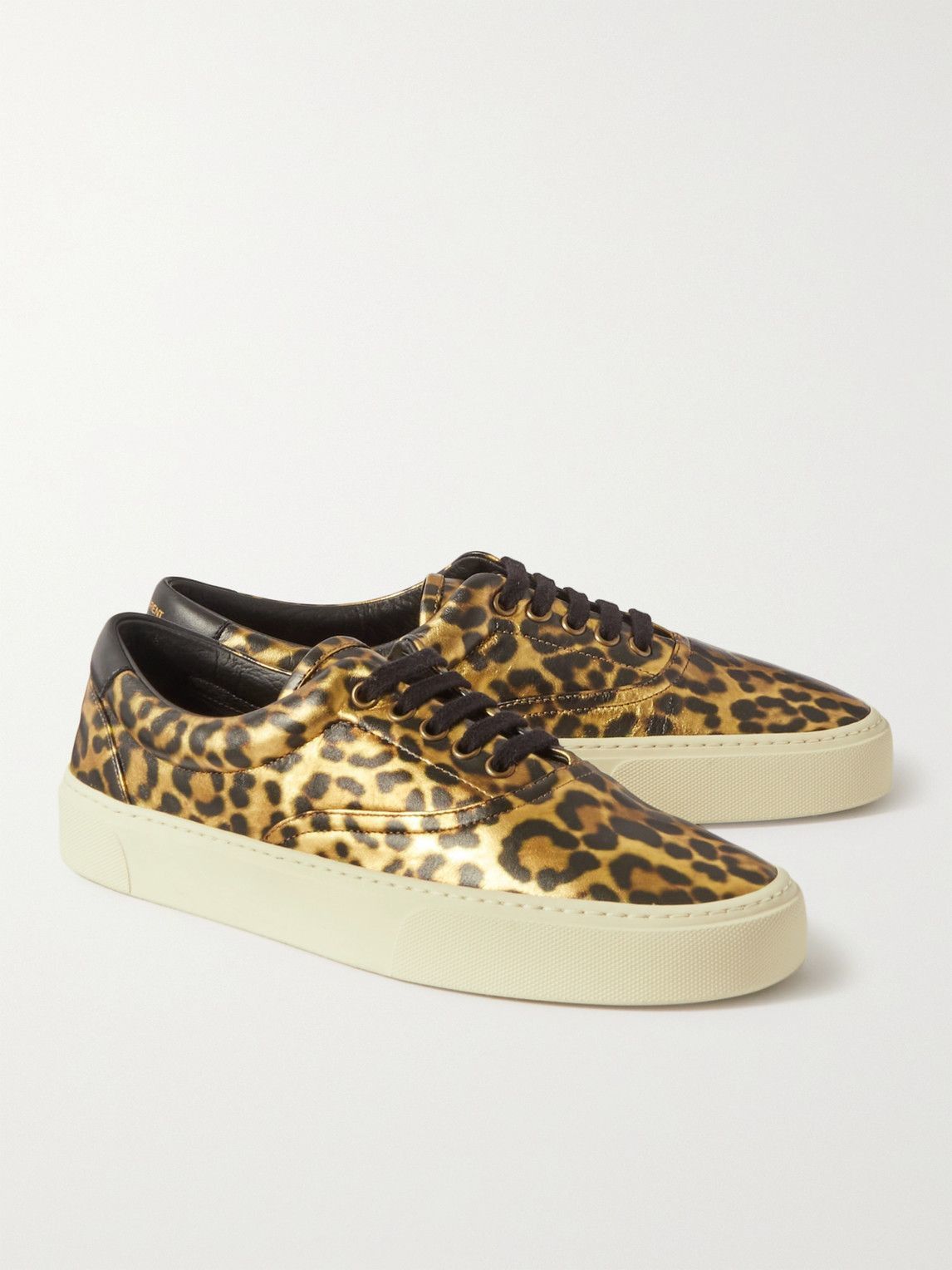 Saint Laurent Paris Venice Sneakers in Shiny Leopard-Print Leather ...