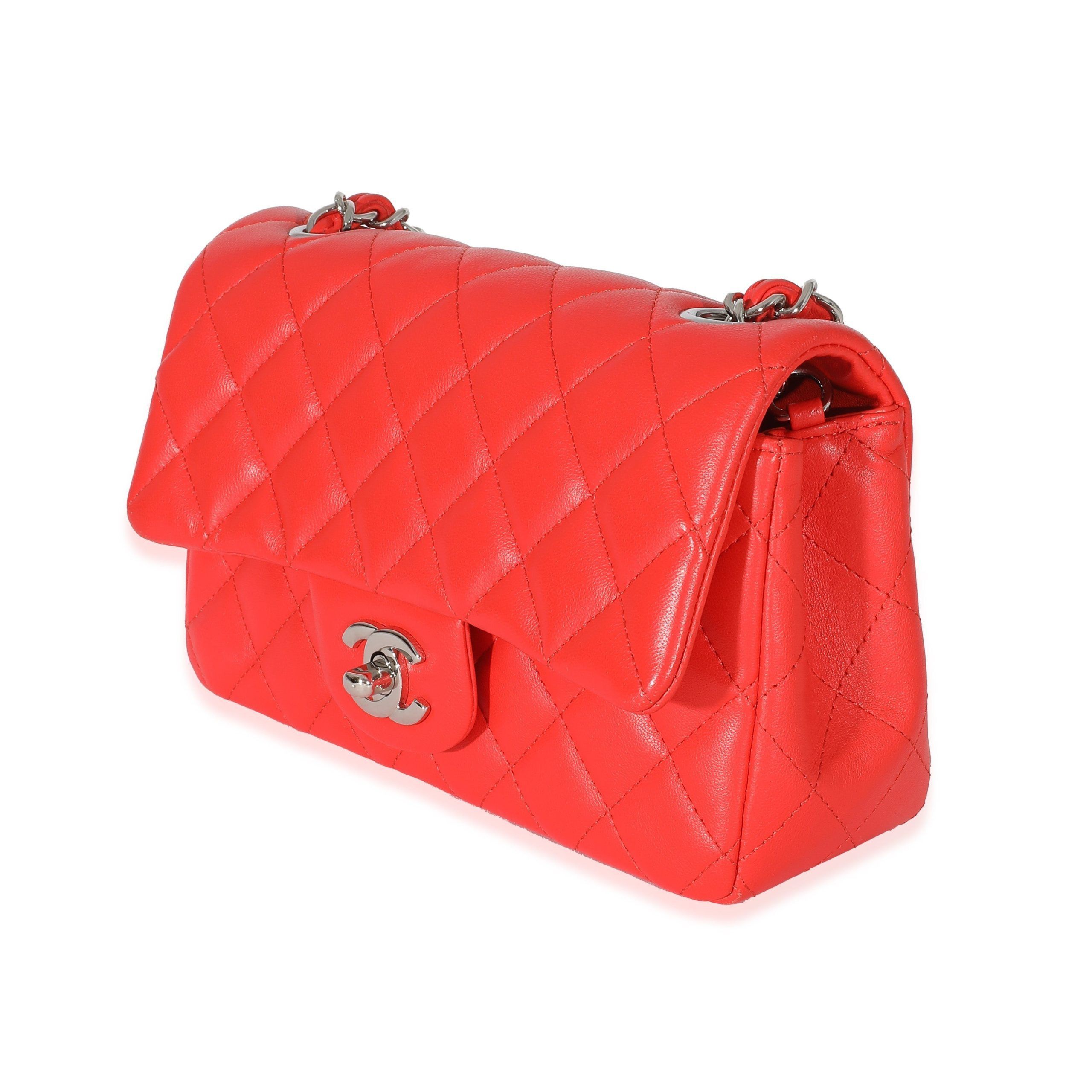 Chanel Chanel Red Quilted Lambskin Mini Rectangular Flap Bag | Grailed