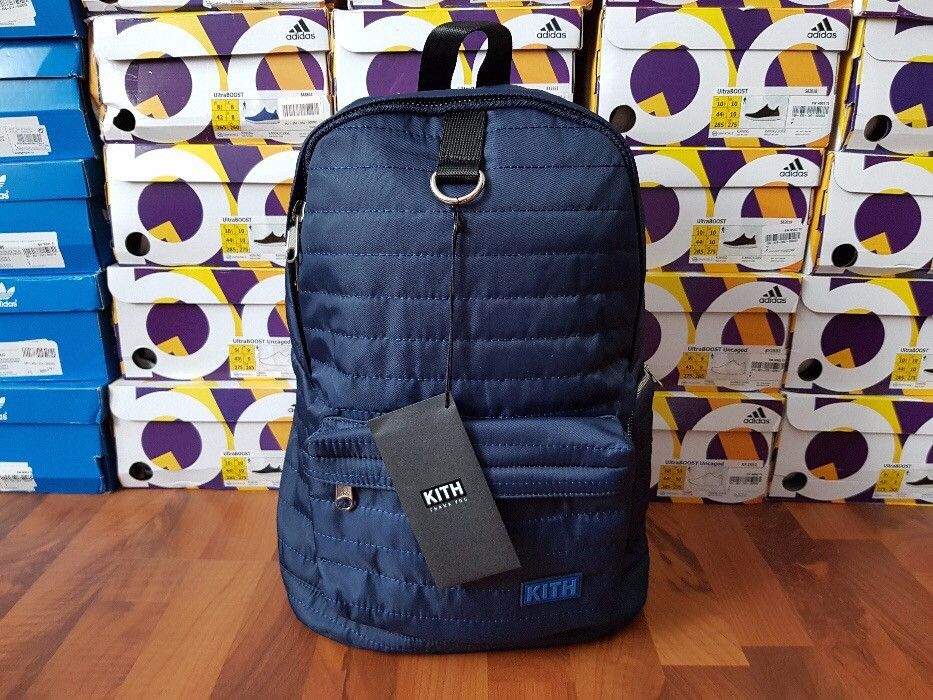 Kith Navy Quilted Backpack | Grailed