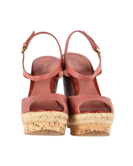 Gucci Wedge Sandals in Brown Leather | Grailed