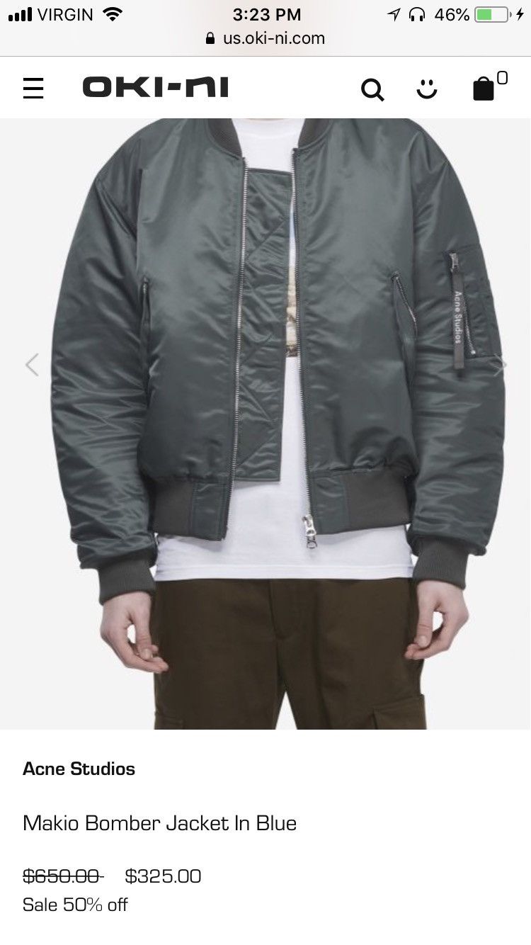 Acne Studios BNWT $650 Makio Pss18 Grey Gray Classic Boxy Bomber Jacket ...