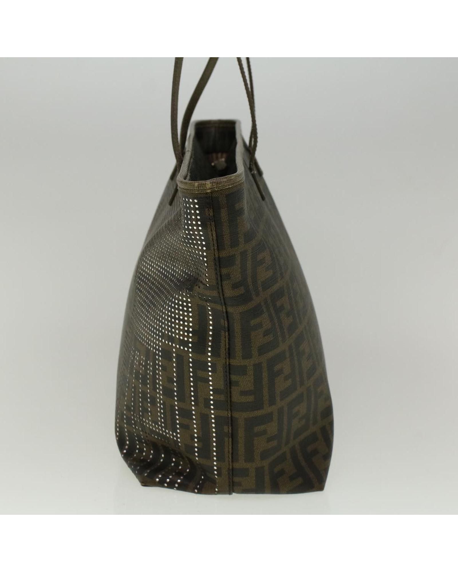 Fendi Luxury Brown Canvas Tote Bag with Iconic Logo Pattern | Grailed