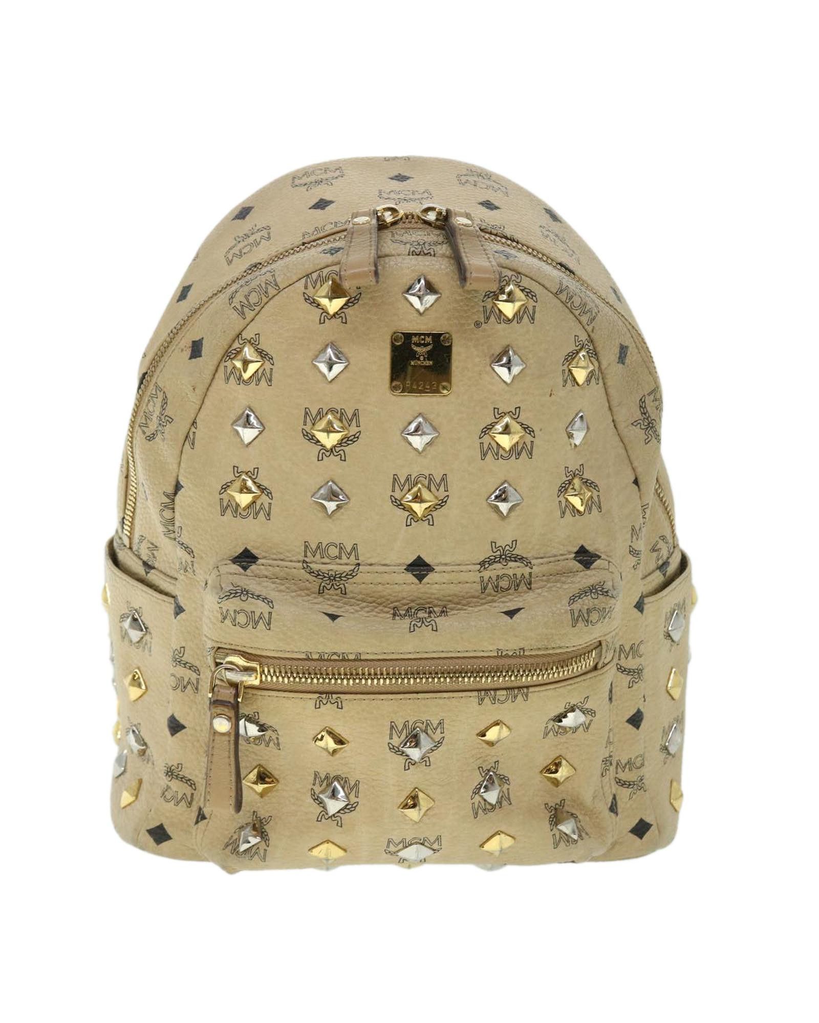 MCM Beige Leather Backpack | Grailed