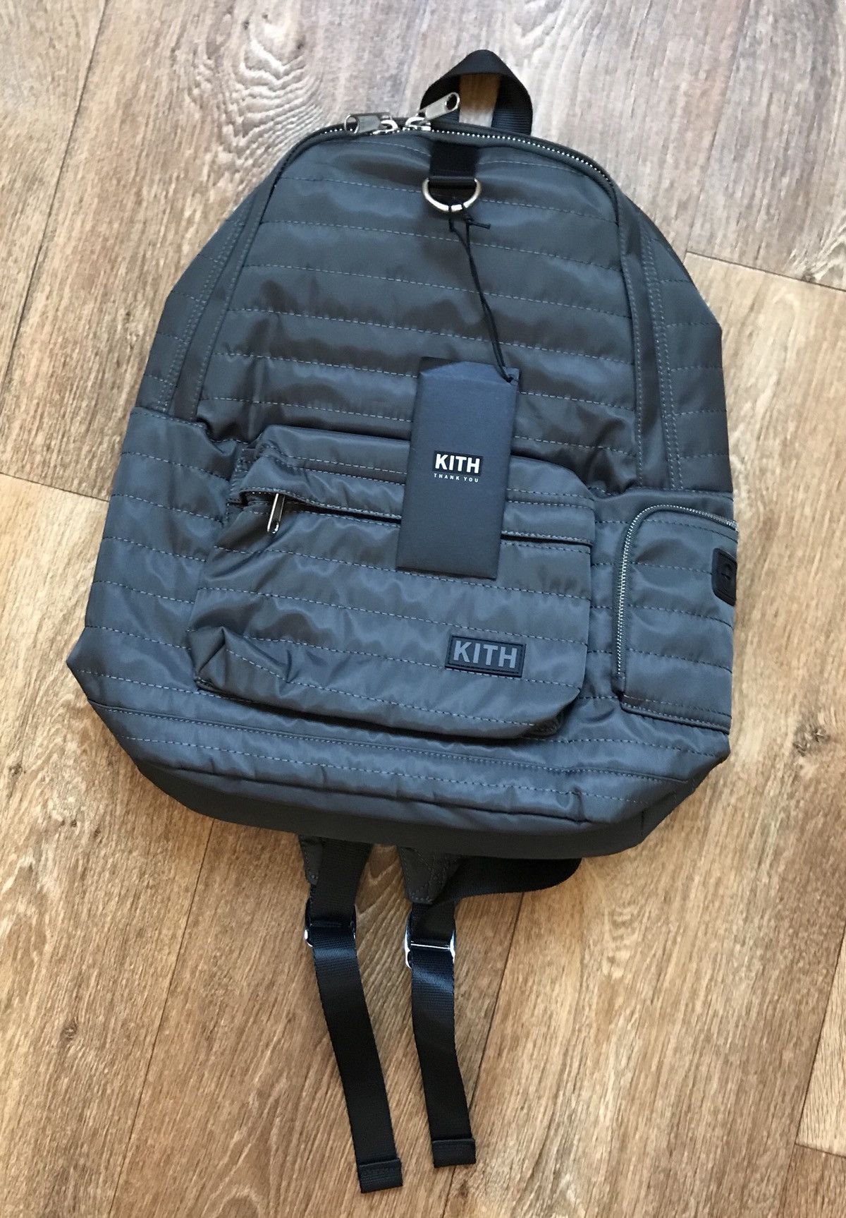 Kith × Ronnie Fieg Quilted Grey Backpack | Grailed