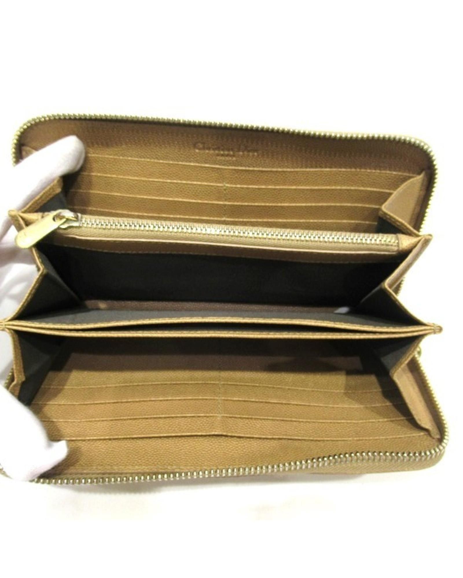 Dior Beige Leather Long Wallet with Bi-Fold Design | Grailed