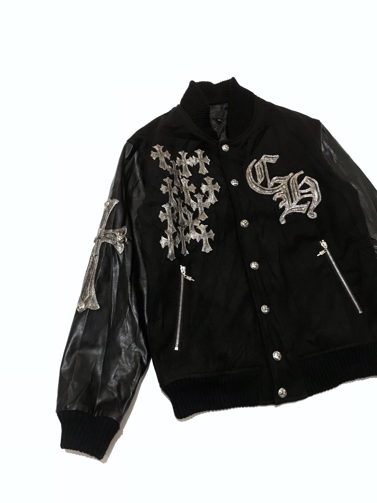 Chrome Hearts Leather Sleeve Jacket | Grailed