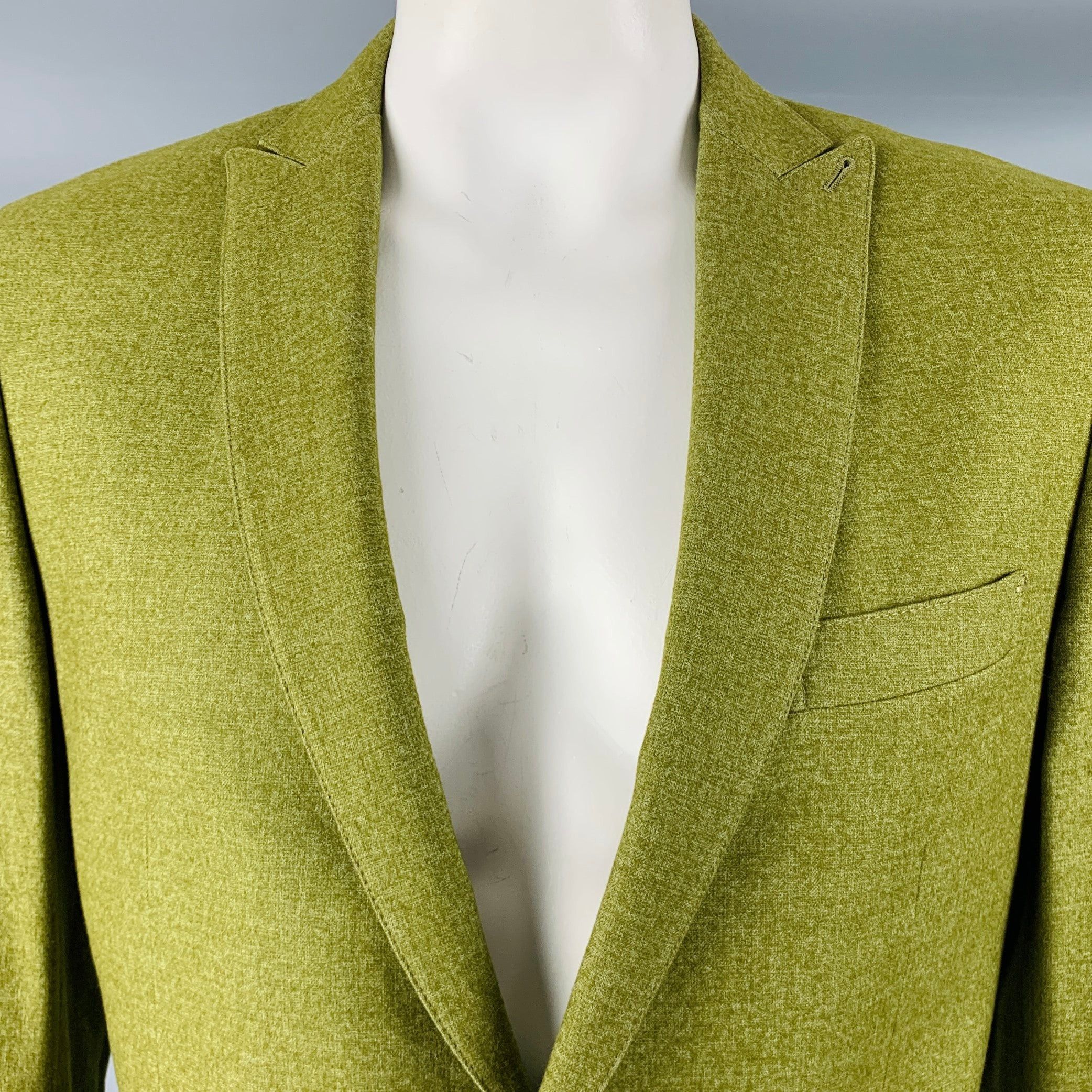Etro Heather Green Wool Blend Peak Lapel Sport Coat | Grailed