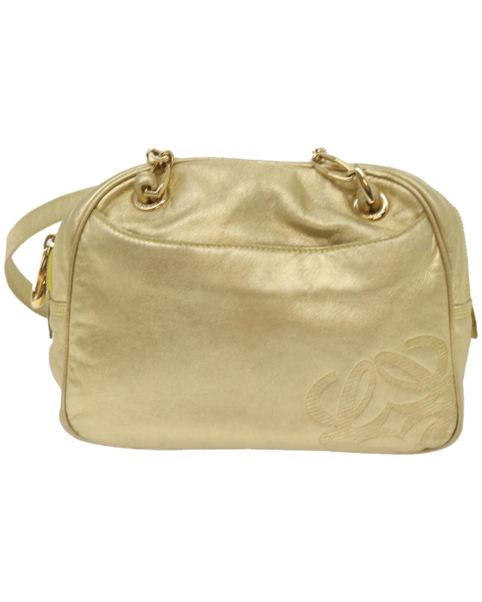 Loewe Gold Tone Leather Shoulder Bag | Grailed