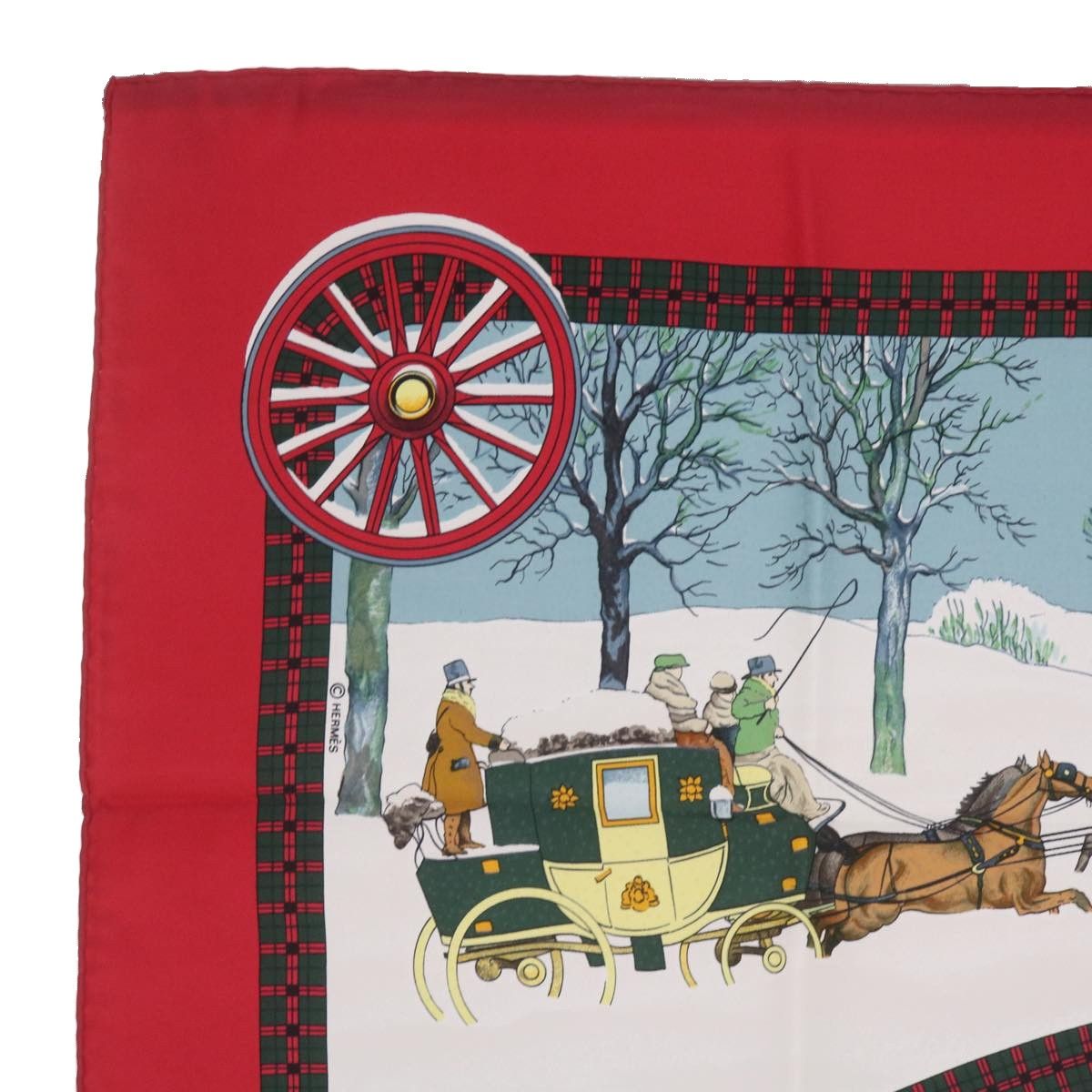 Hermes HERMES Carre 90 BULL & MOUTH WESTERN COACH OFFICE Scarf Silk Red ...