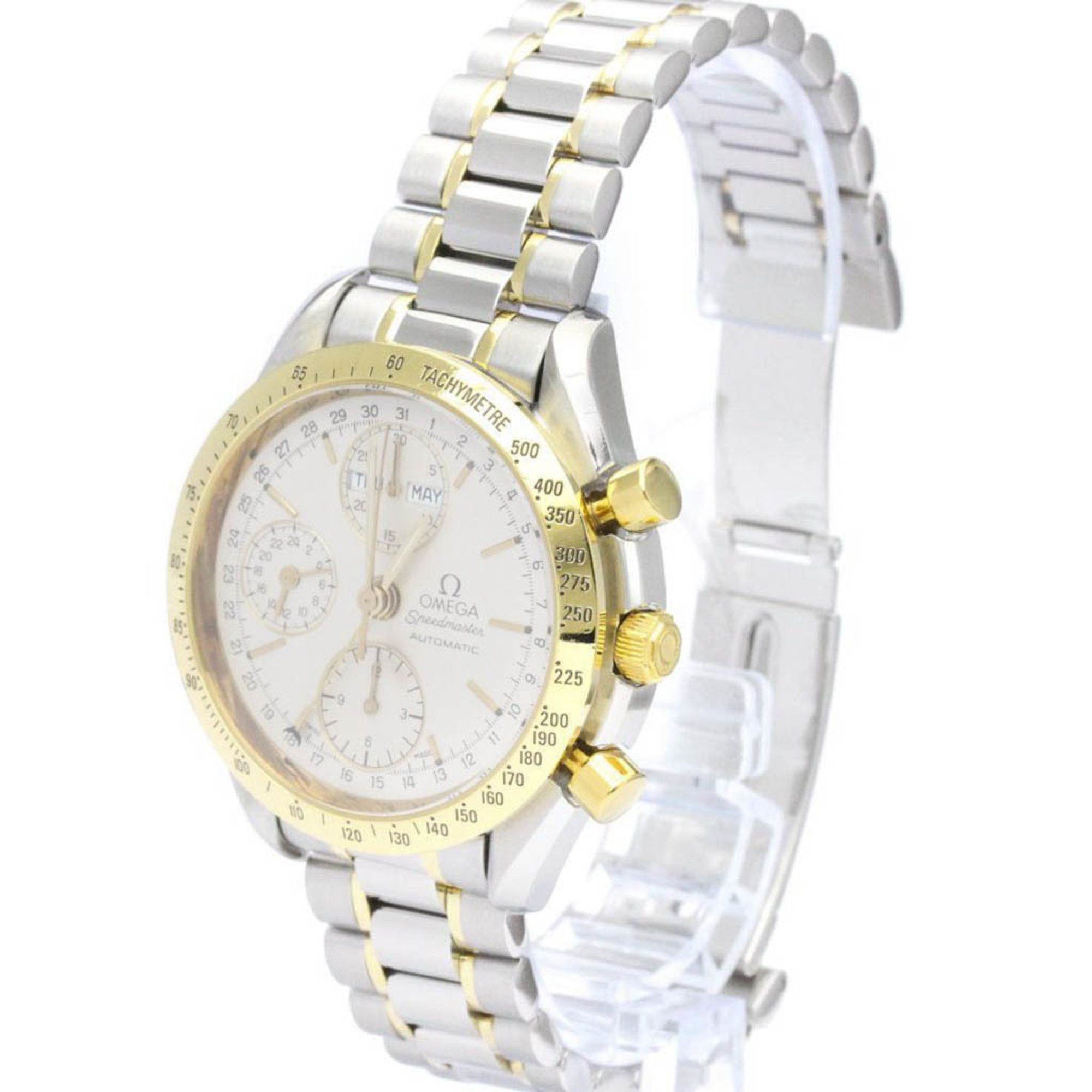 Omega Polished OMEGA Speedmaster Triple Date 18K Gold Steel Watch 3321. ...