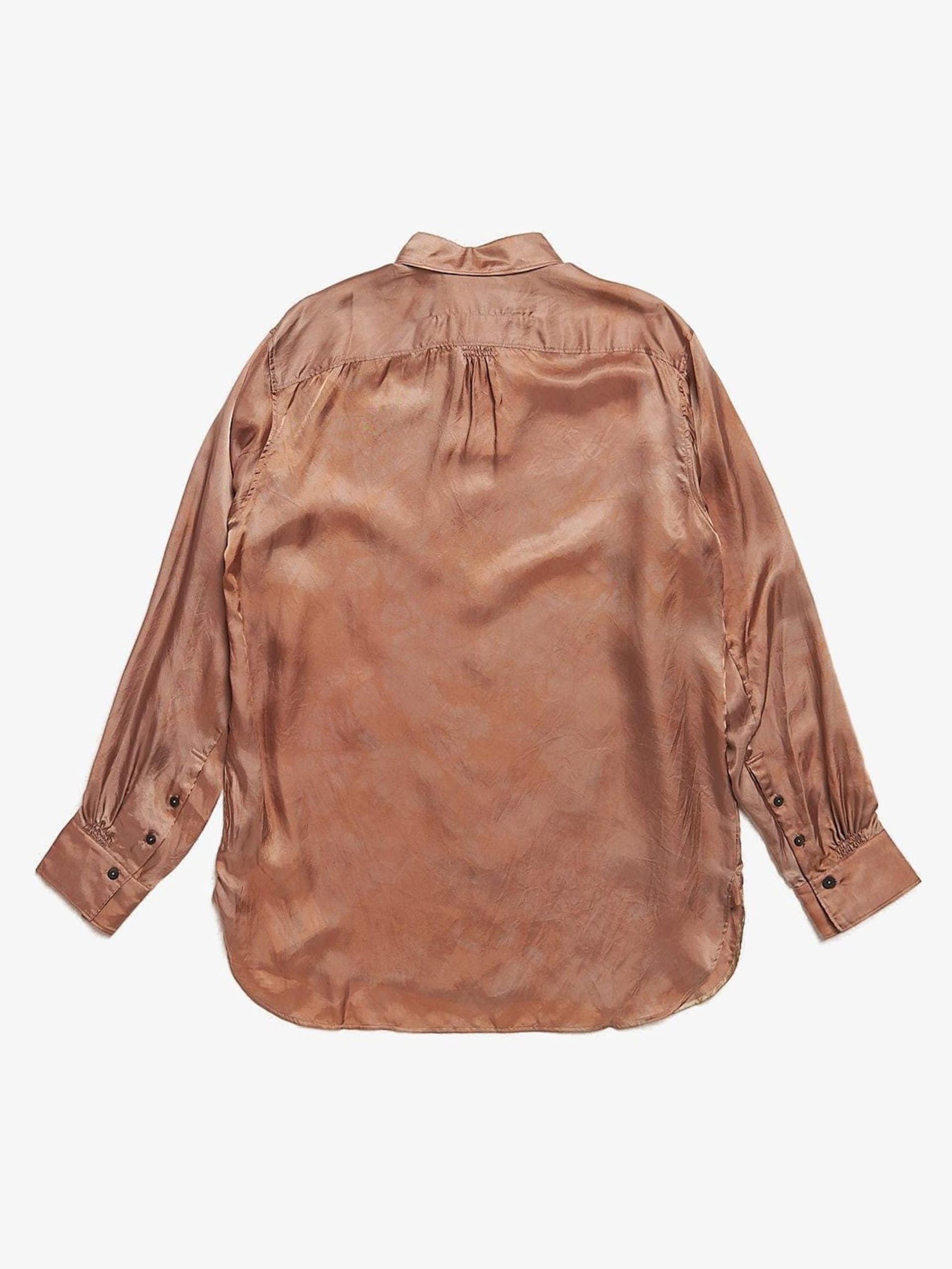 Ziggy Chen Brown Fabric Detailed Cupro Shirt | Grailed