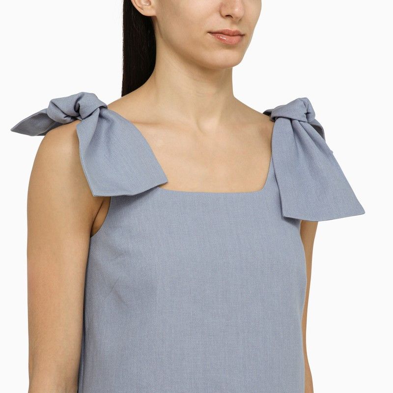 Chloe Chloe Light Blue Linen Tank Top With Bows | Grailed