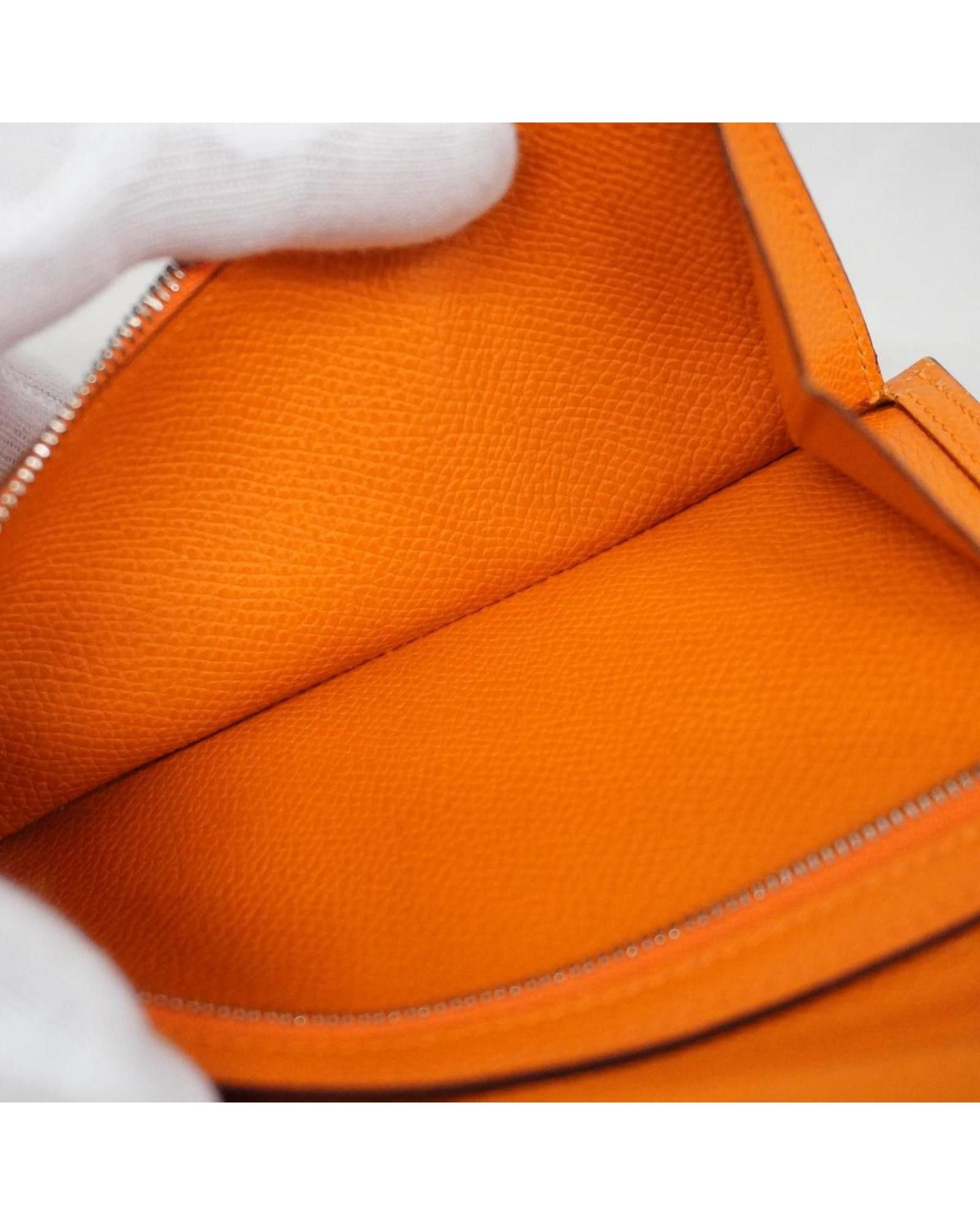 Hermes Premium Leather Long Wallet in Striking Orange Hue | Grailed