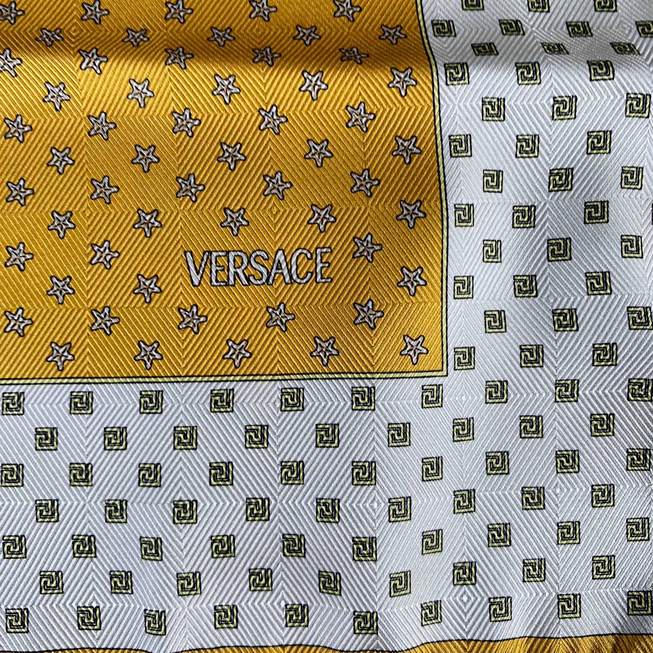 Versace Yellow White Stars Silk Pocket Square | Grailed