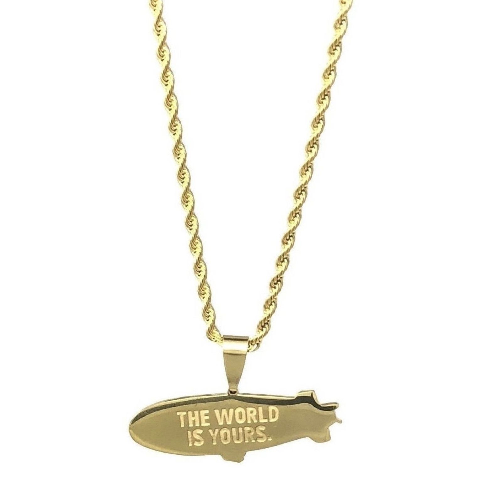 Jewelry Gold The World Is Yours Scarface Blimp Custom Pendant Necklace ...