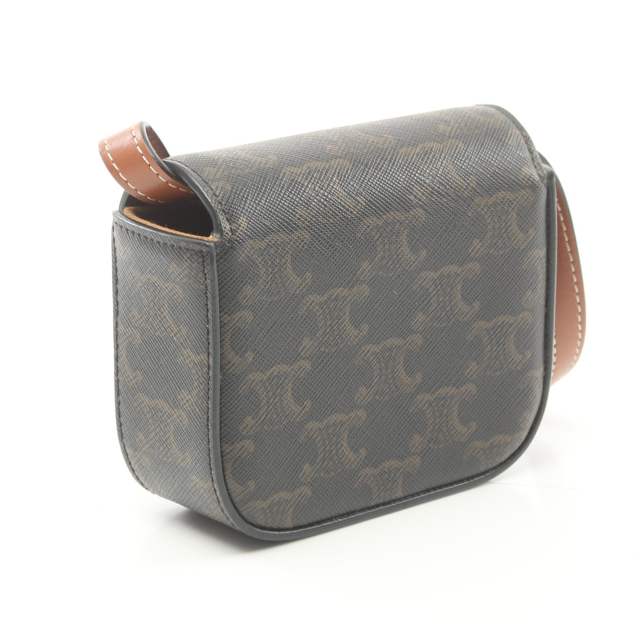 Celine Celine Mini Claude Triomphe Shoulder Bag Leather Black Brown ...