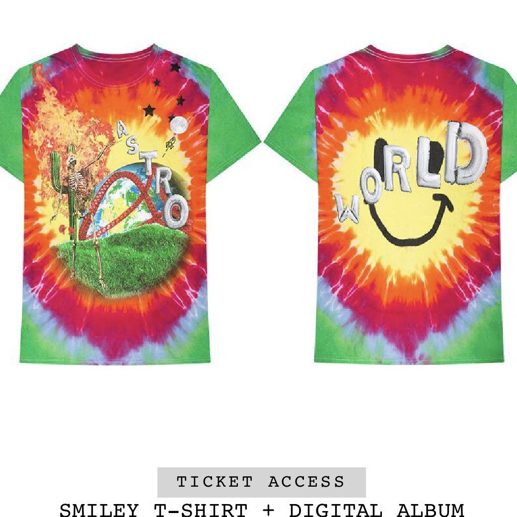 Travis Scott Astroworld Smiley 😊 Face Tie Dyed T-Shirt | Grailed