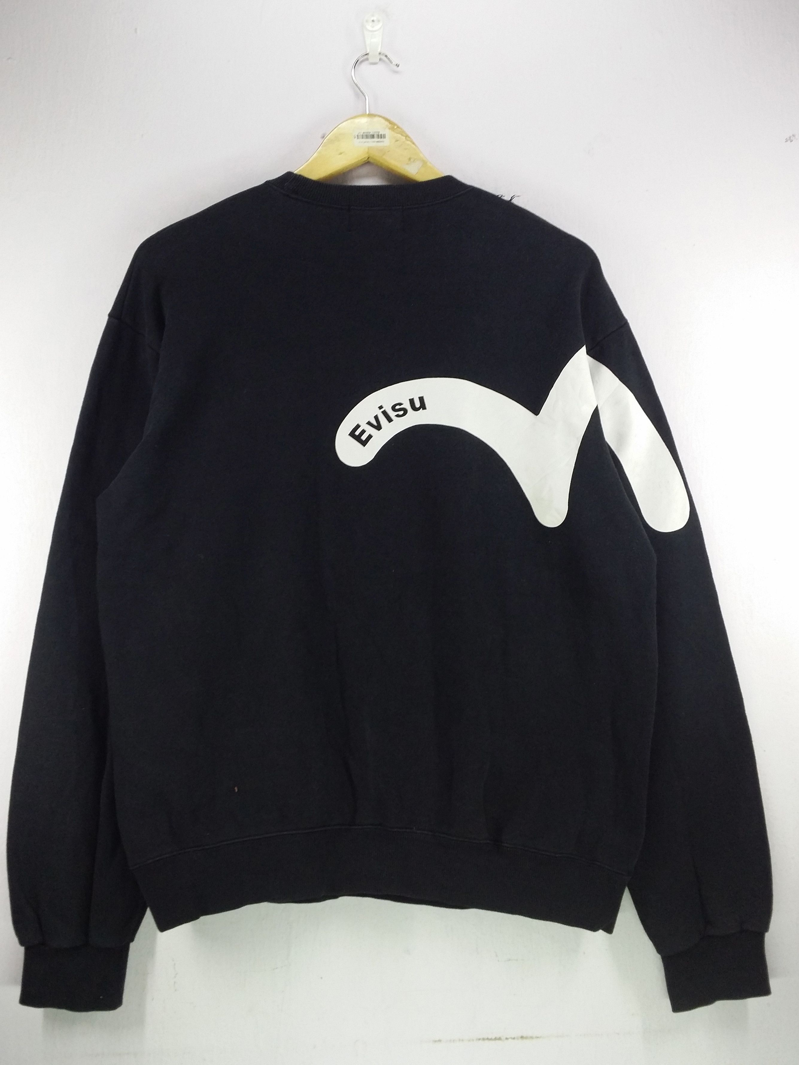 Evisu Vintage 90's Evisu Big Logo Spell Out Black Sweatshirt Jumper ...