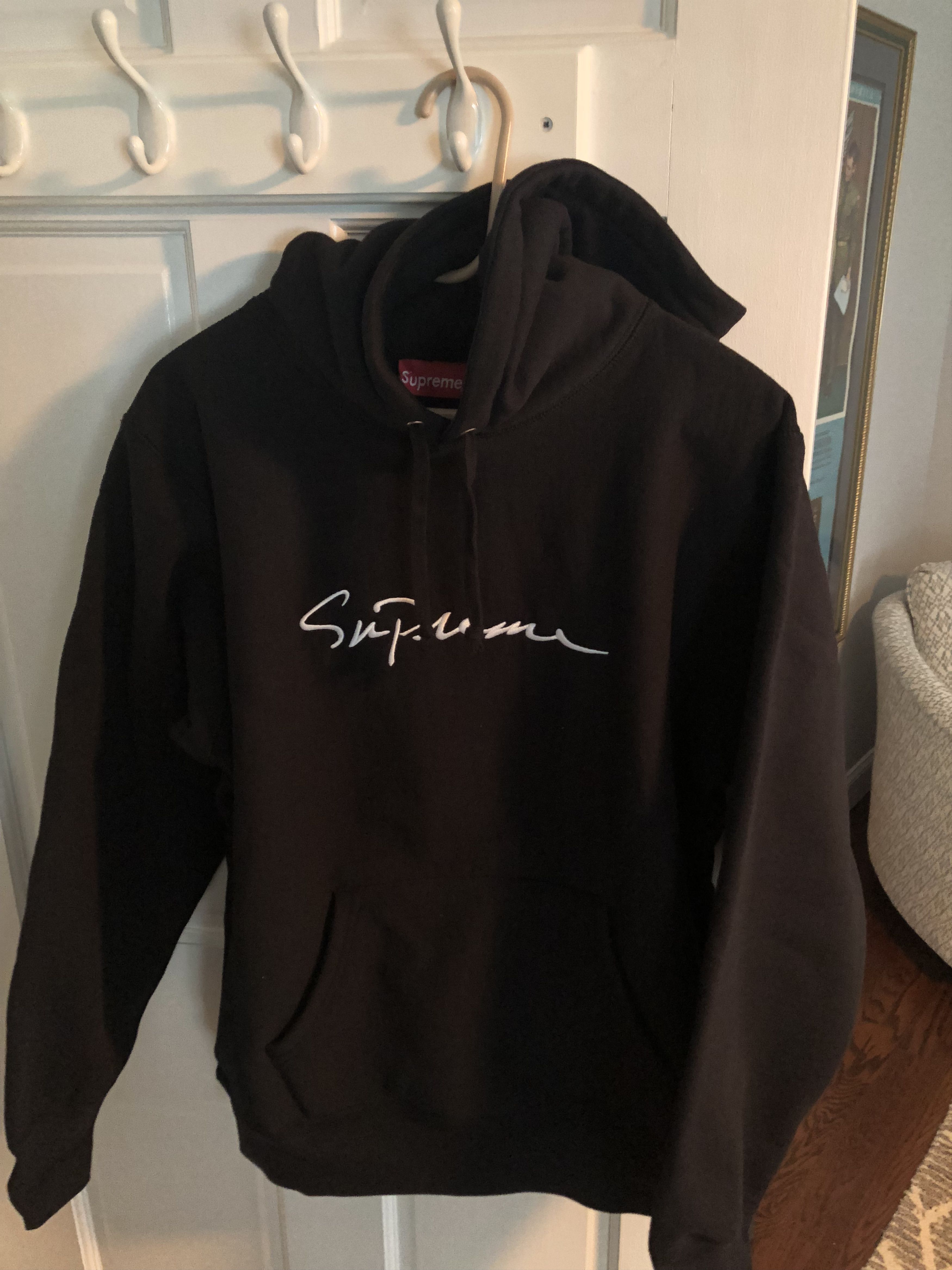 Supreme Classic Script Supreme Hoodie Black | Grailed