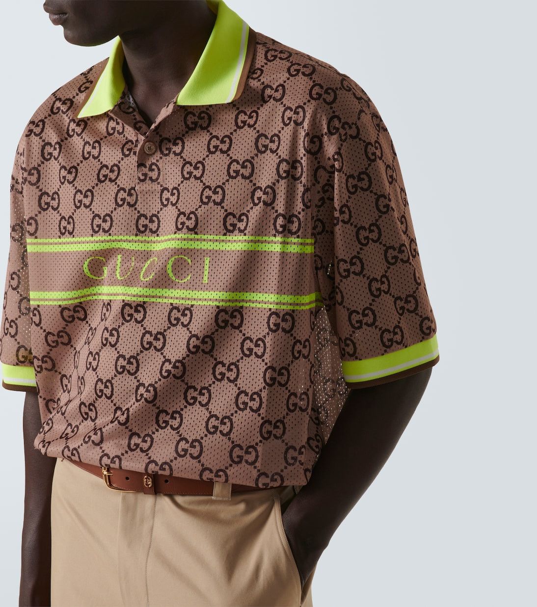 Gucci Logo tech & mesh polo shirt | Grailed