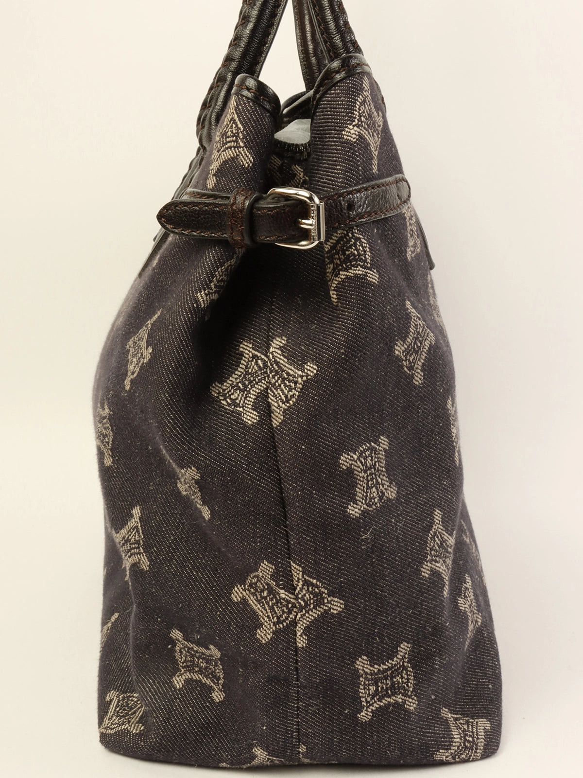 Celine CELINE Denim Paris Macadam Pattern Tote Bag Indigo/Dark Brown ...