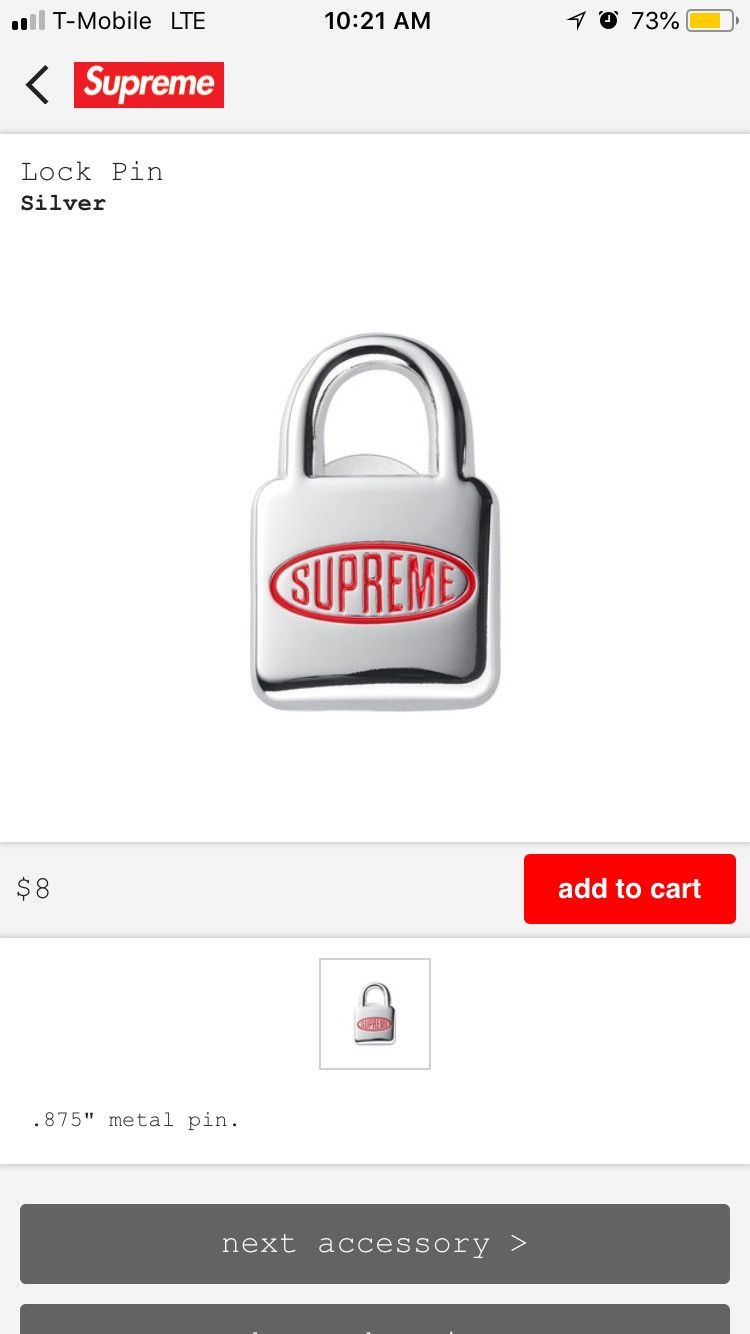 Supreme Lock Pin | Grailed