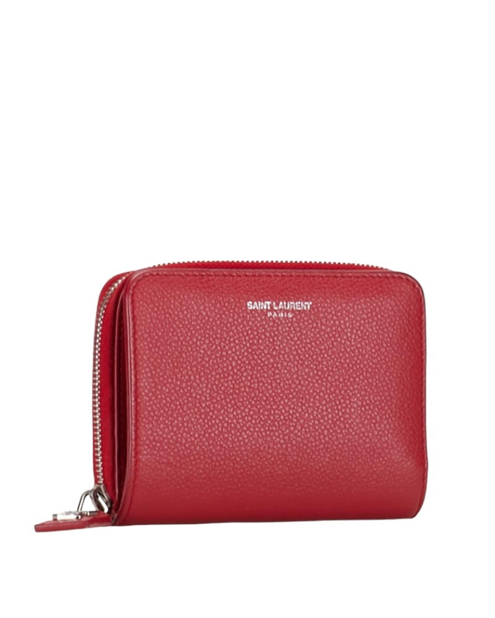 Yves Saint Laurent Compact Red Leather Bifold Wallet by Yves Saint ...