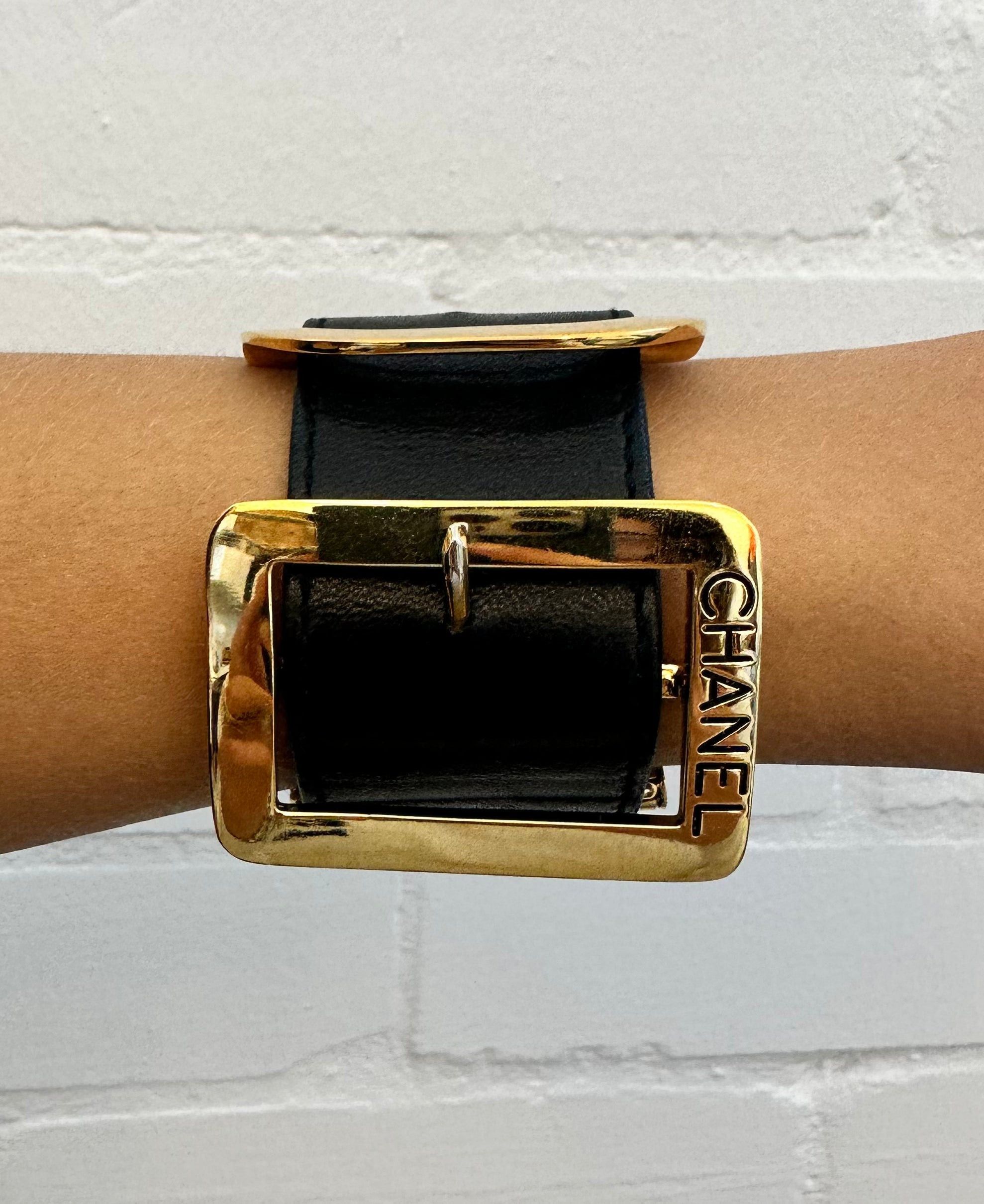 Chanel Buckle Leather Bracelet | Grailed