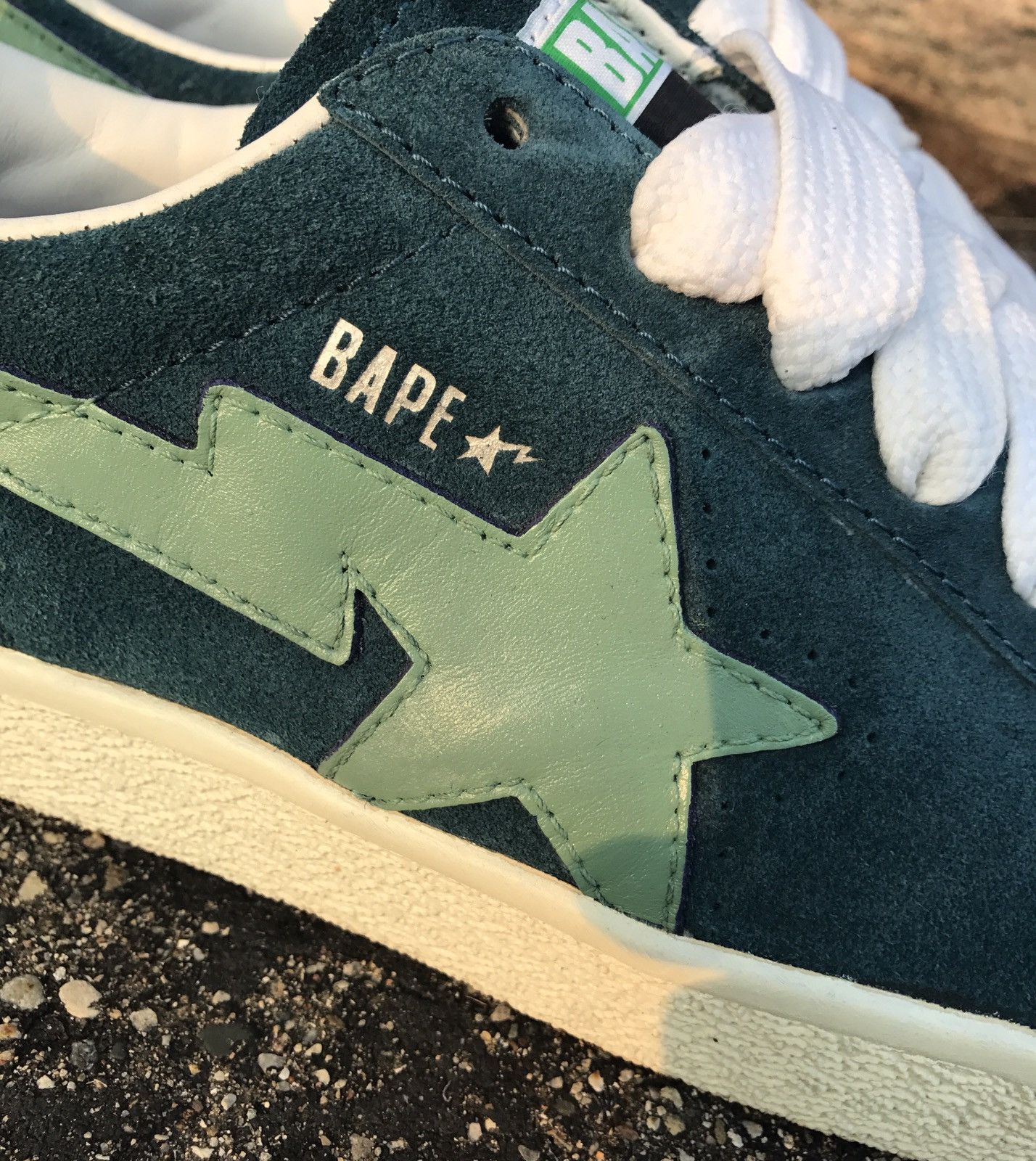 Bape RARE A Bathing Ape Navy Blue Teal Off White Crepe Bapesta | Grailed