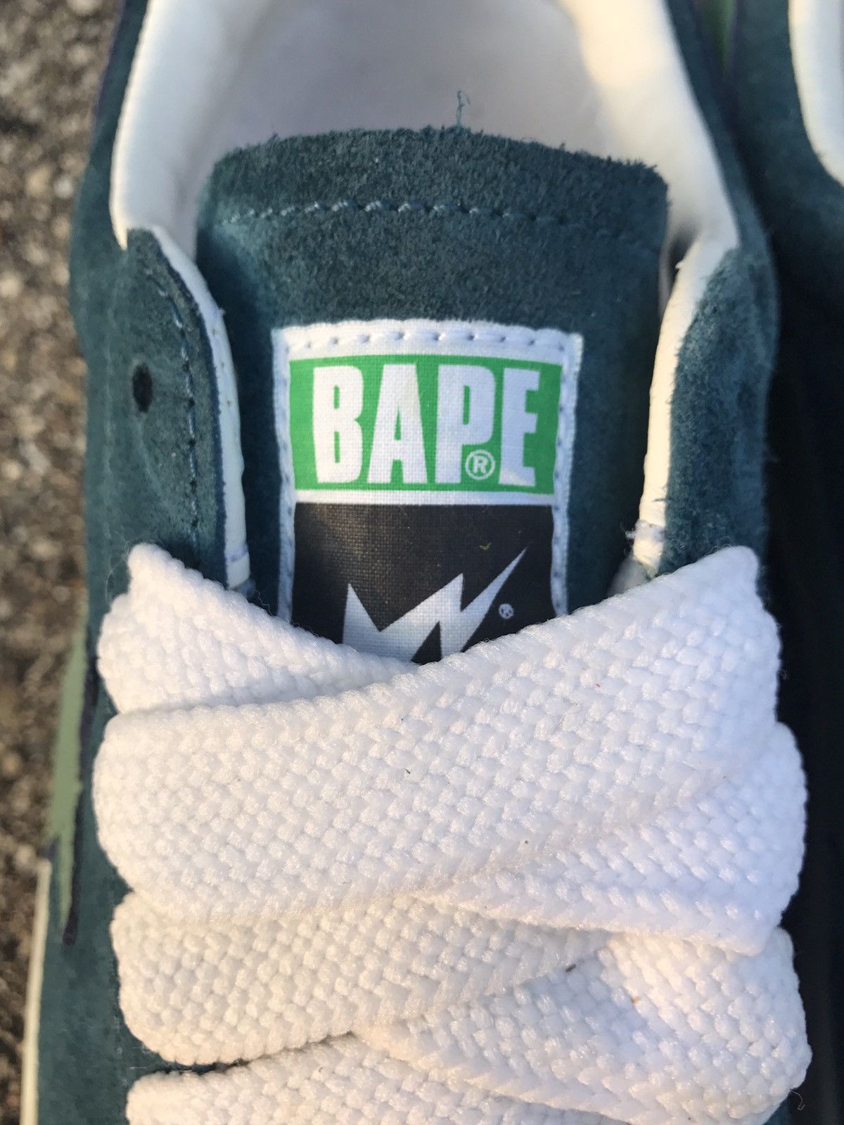 Bape RARE A Bathing Ape Navy Blue Teal Off White Crepe Bapesta | Grailed