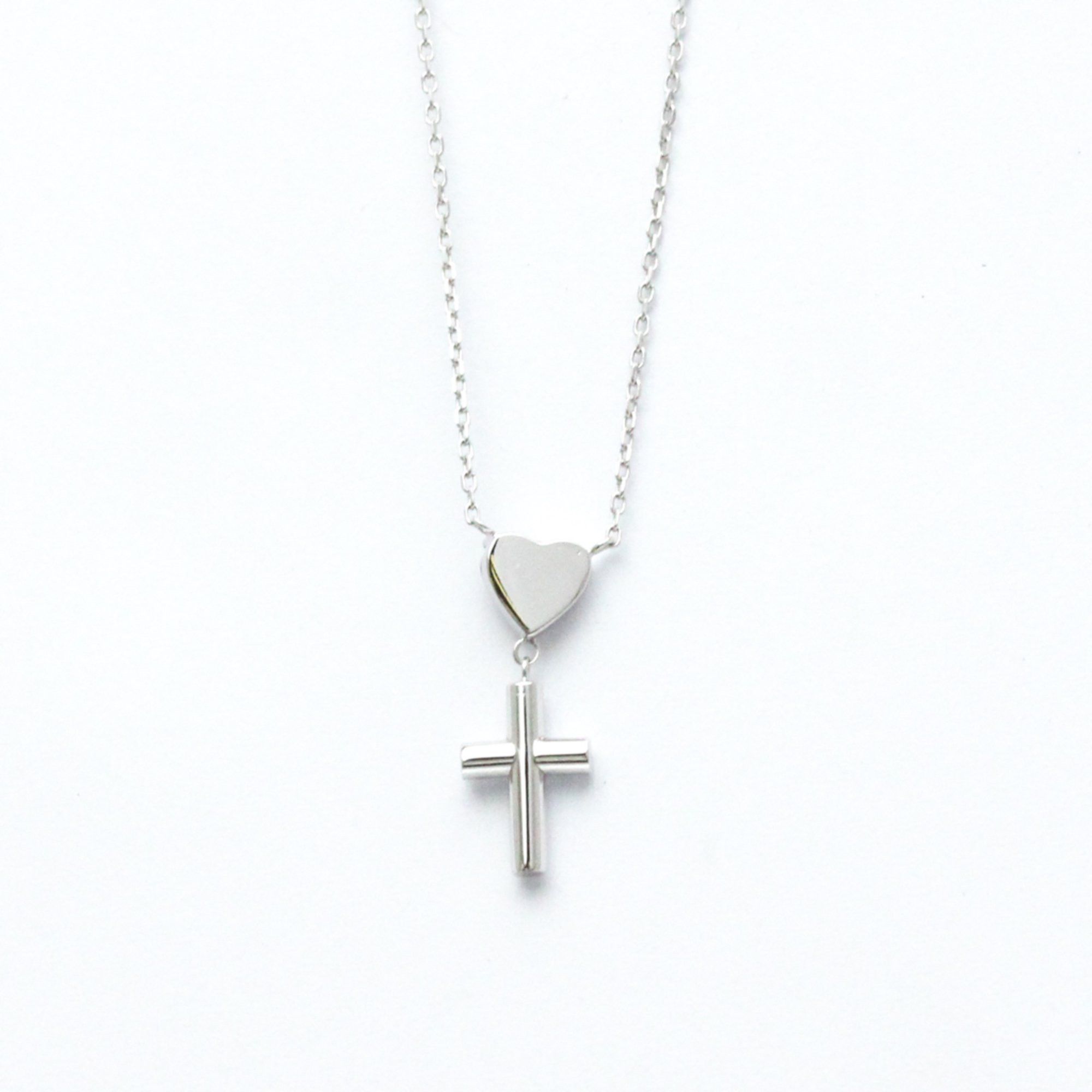 Gucci Gucci Cross Heart Diamond Necklace White Gold 18K Diamond Men Women Fashion Pendant Necklace Silver Grailed