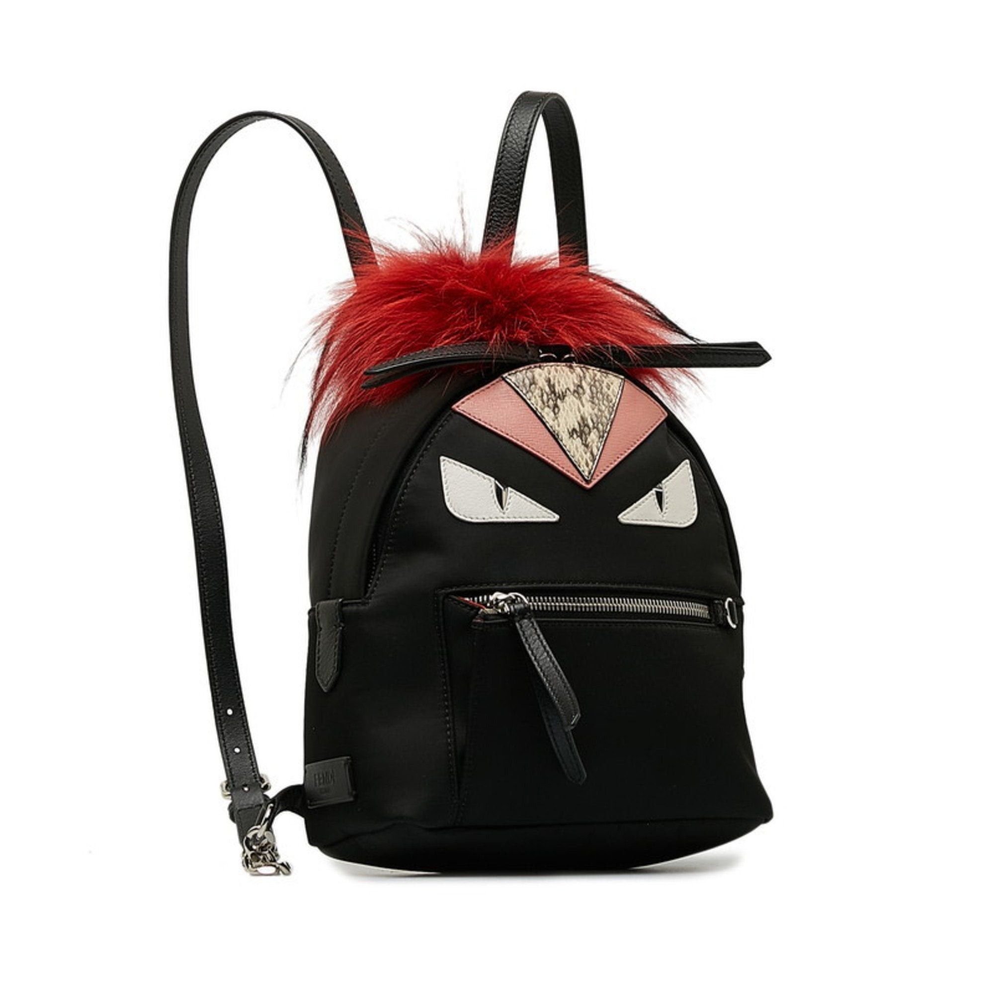 Fendi FENDI Women's Timeless Black Leather Backpack with Unique Design ...