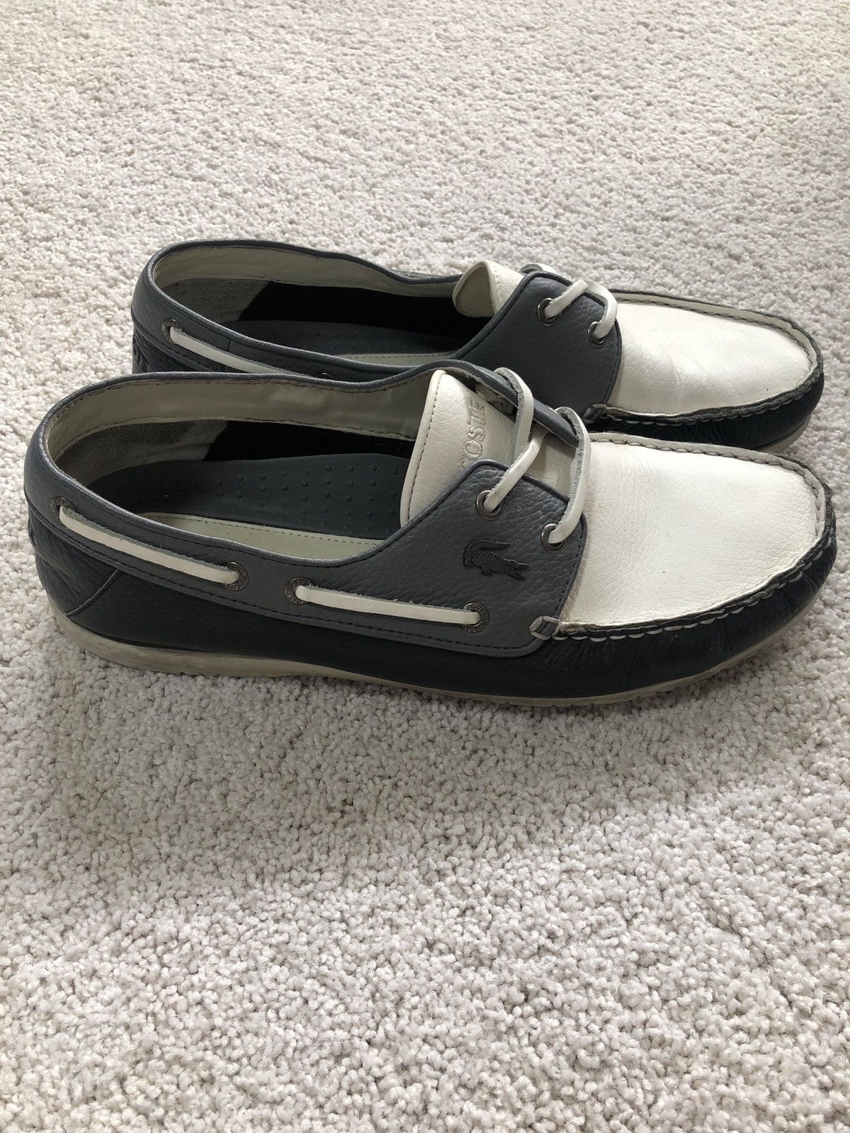 Lacoste Lacoste Boat Shoes Leather Grey White Black | Grailed