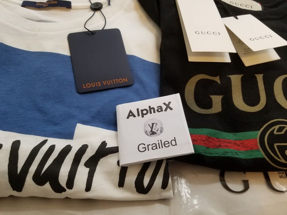 Louis Vuitton Gucci Logo Shirt and Louis Vuitton Painted Logo Shirt ...