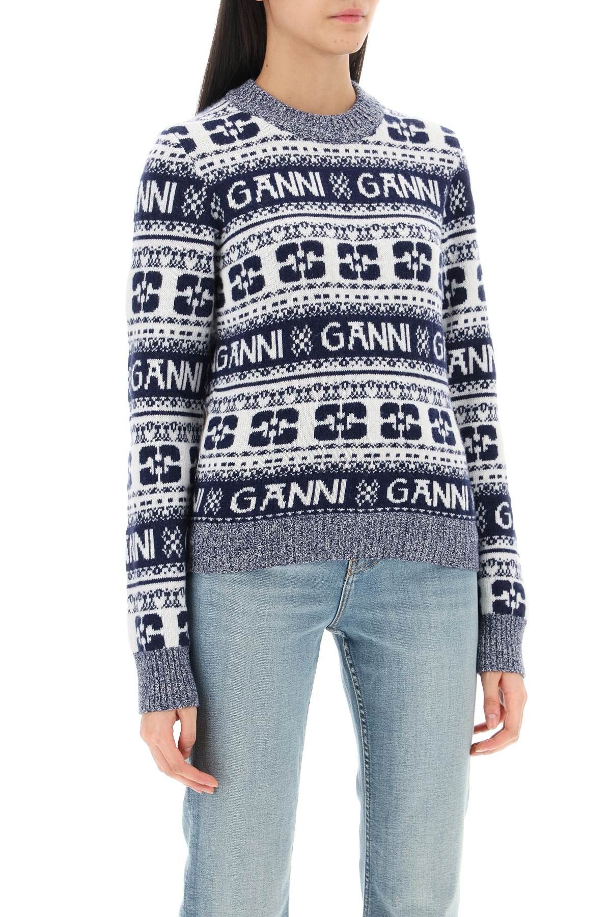 Ganni Jacquard Wool Sweater With Logo Pattern | Grailed