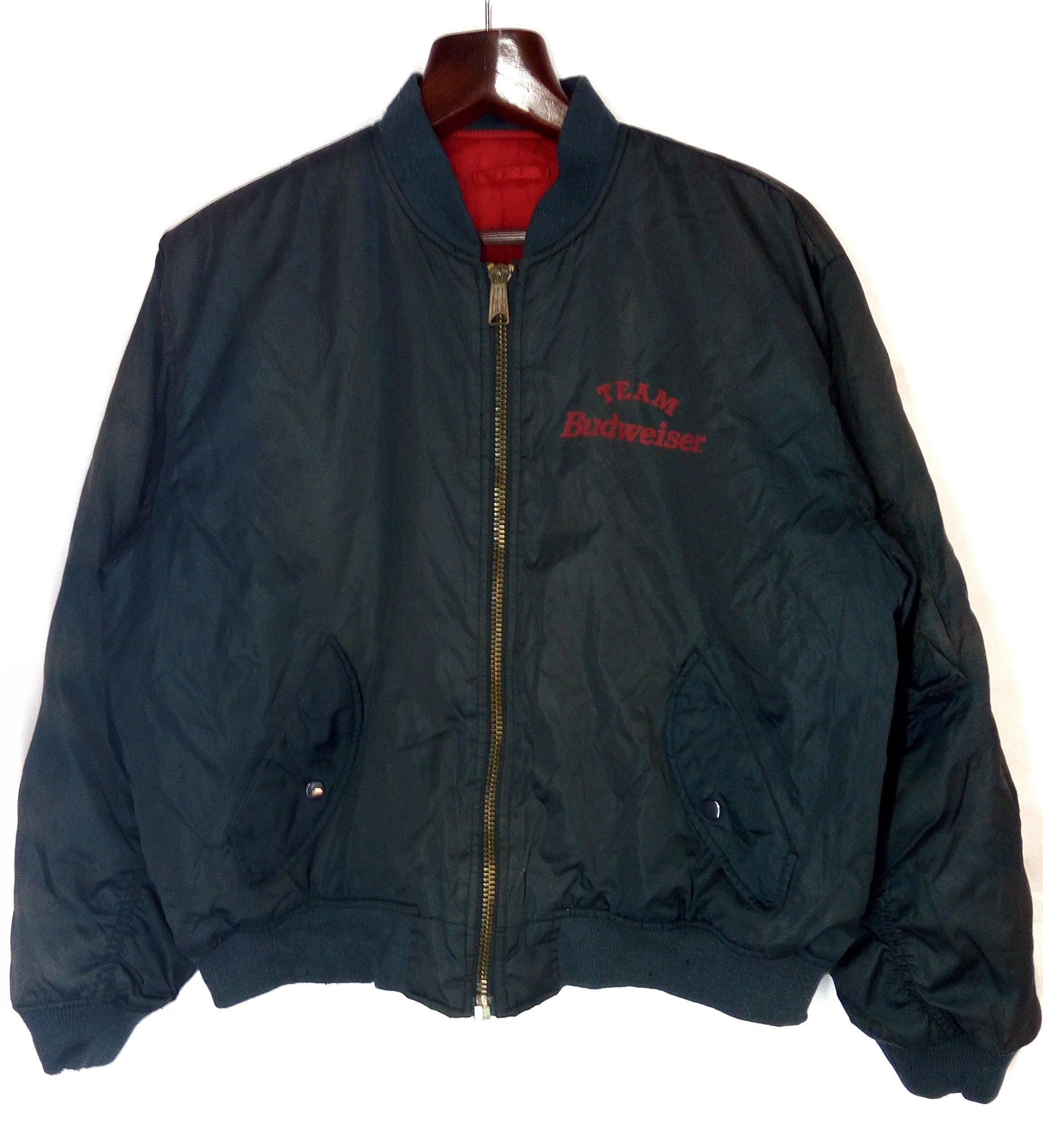 Budweiser vintage budweiser flight jacket bomber jacket over size | Grailed