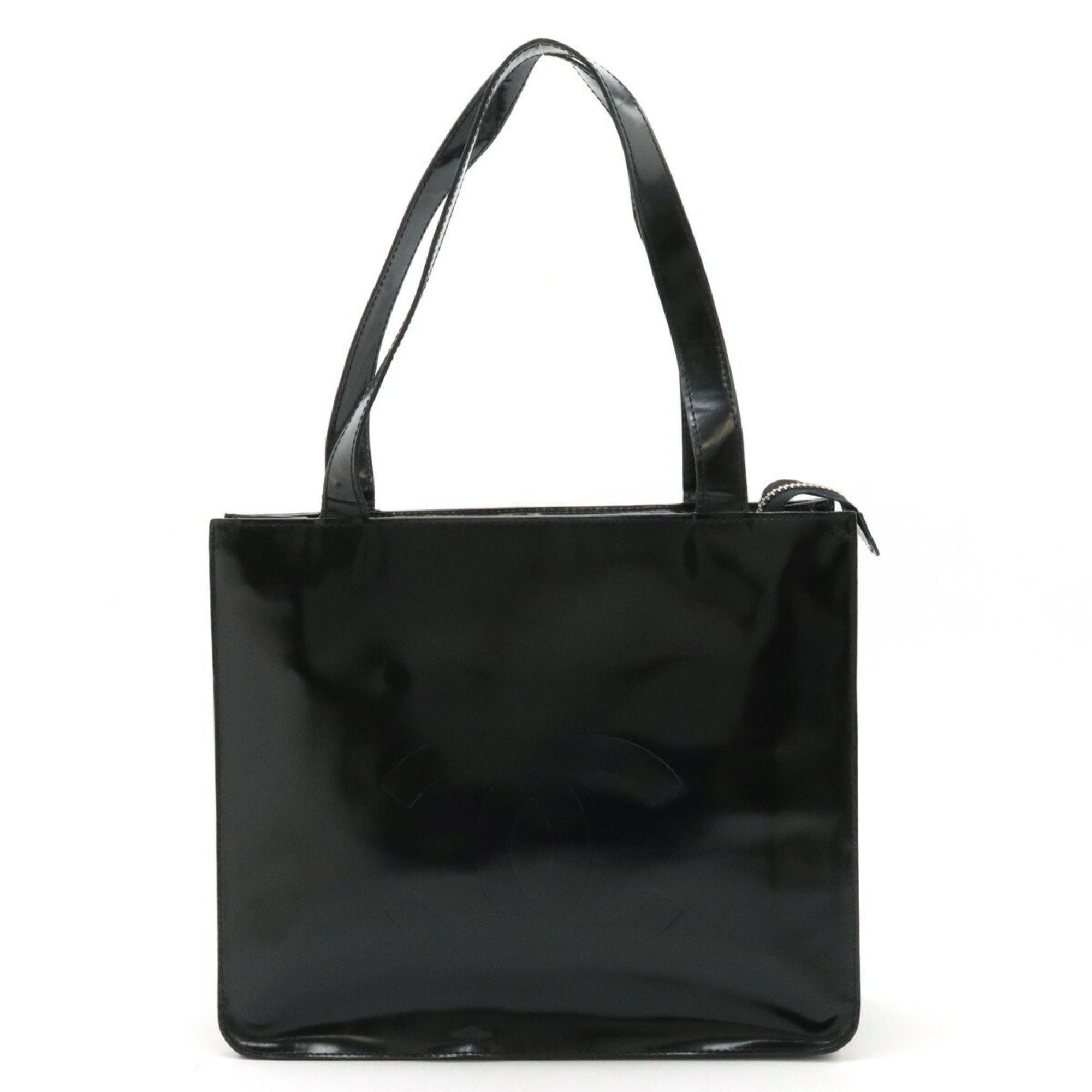 Chanel CHANEL Coco Mark Tote Bag Shoulder Enamel Patent Leather Black ...